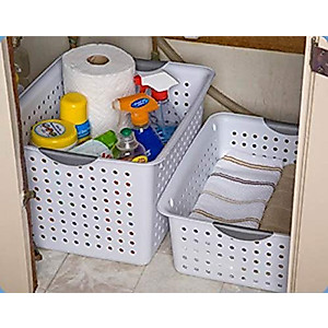 Sterilite Deep & Medium Ultra Plastic Storage Bin Organizer Basket Pair (6 Pack)