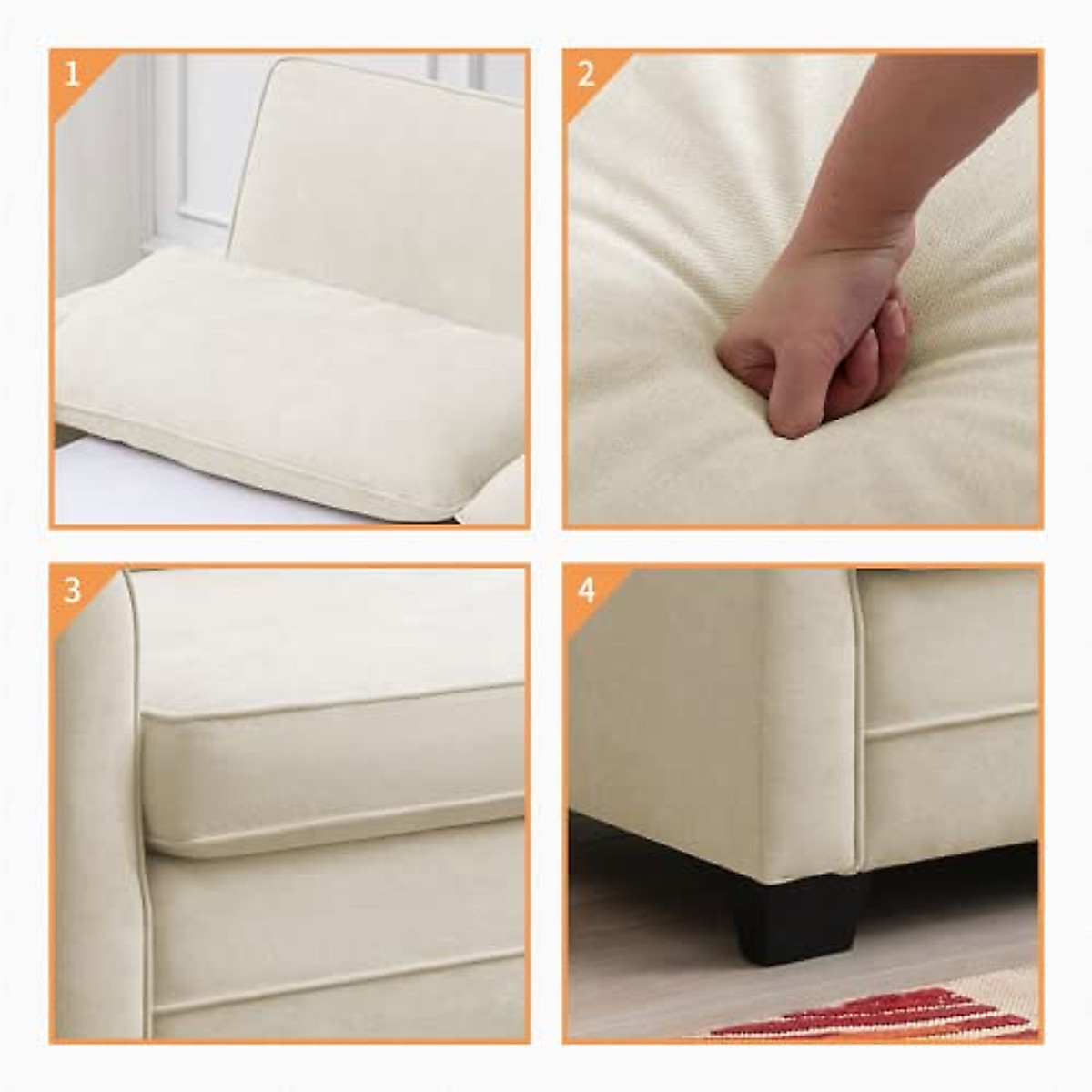 linor 2-in-1 Sleeper Sofa with Folding Foam Mattress, Modern Loveseat Sleeper, Pull Out Couch Sofa Bed for Living Room/Apartment (Beige, Full)