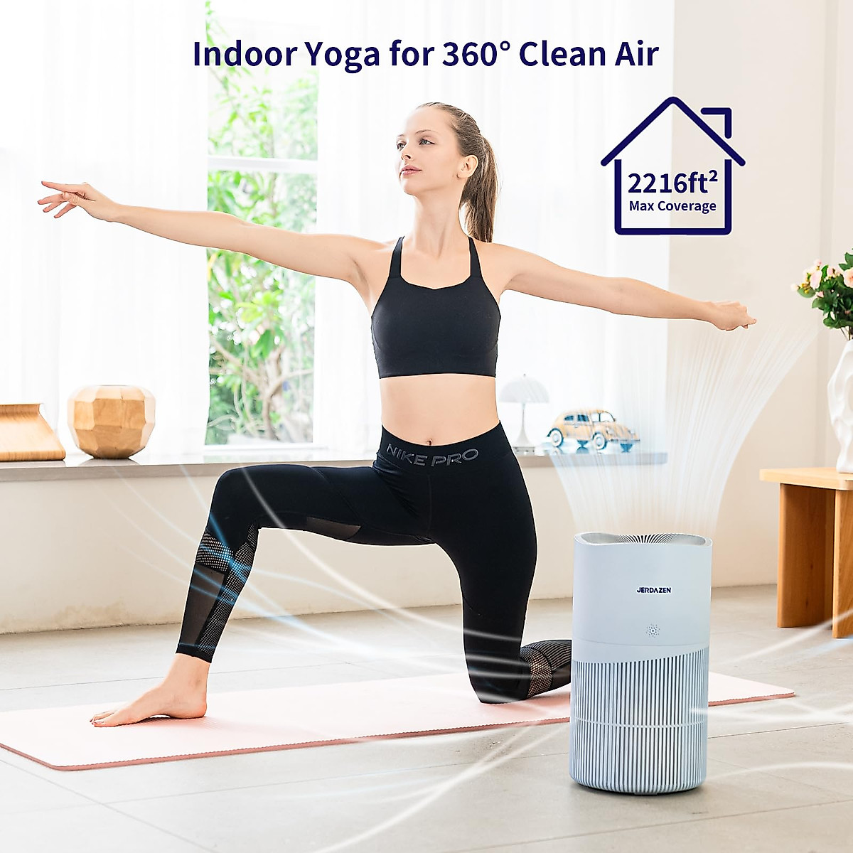 Jerdazen Air Purifiers for Large Room, Covers Up to 2216 ft², True HEPA 13 Filter Remove 99.97% is Suitable for Yoga Classroom, Living Room, Bedroom, Meeting room(Blue)