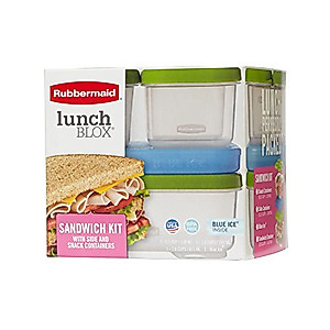 Rubbermaid LunchBlox Sandwich Kit, Green 1806231,Green, Blue