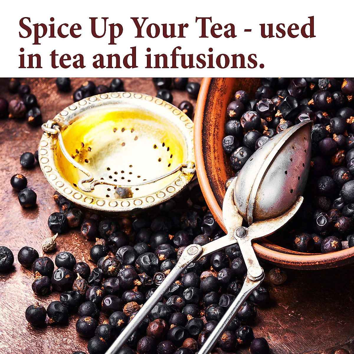 The Spice Way Juniper Berries - Whole berries, pure, no additives, Non-GMO, no preservatives, (4 oz) great for cooking and for spicing tea, syrup, meat, beef, turkey, soups and more. resealable bag