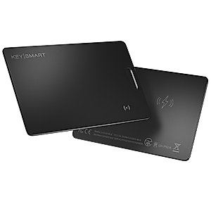 KeySmart SmartCard Wallet Tracker Card, Compatible with Apple Find My App, Rechargeable Thin GPS Item Finder for Luggage Tag, Passport, Smart Bluetooth Tracking with Key Chain Hole Black 1 Pack