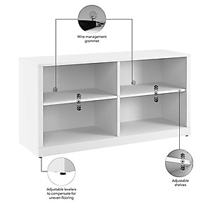 Bush Business Furniture Hampton Heights 60W Low Bookshelf in White, Horizontal Bookcase Storage for Home Office or Living Room
