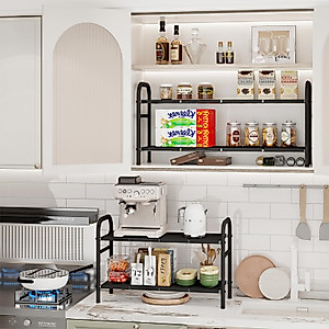 WonCherry Expandable Under Sink Organizers, 2-Tier Kitchen Bathroom Cabinet Storage Counter Shelf, Shoe Storage Rack with 8 Removable Plastic Boards for Kitchen, Bathroom, Pantry, Entryway, Closet