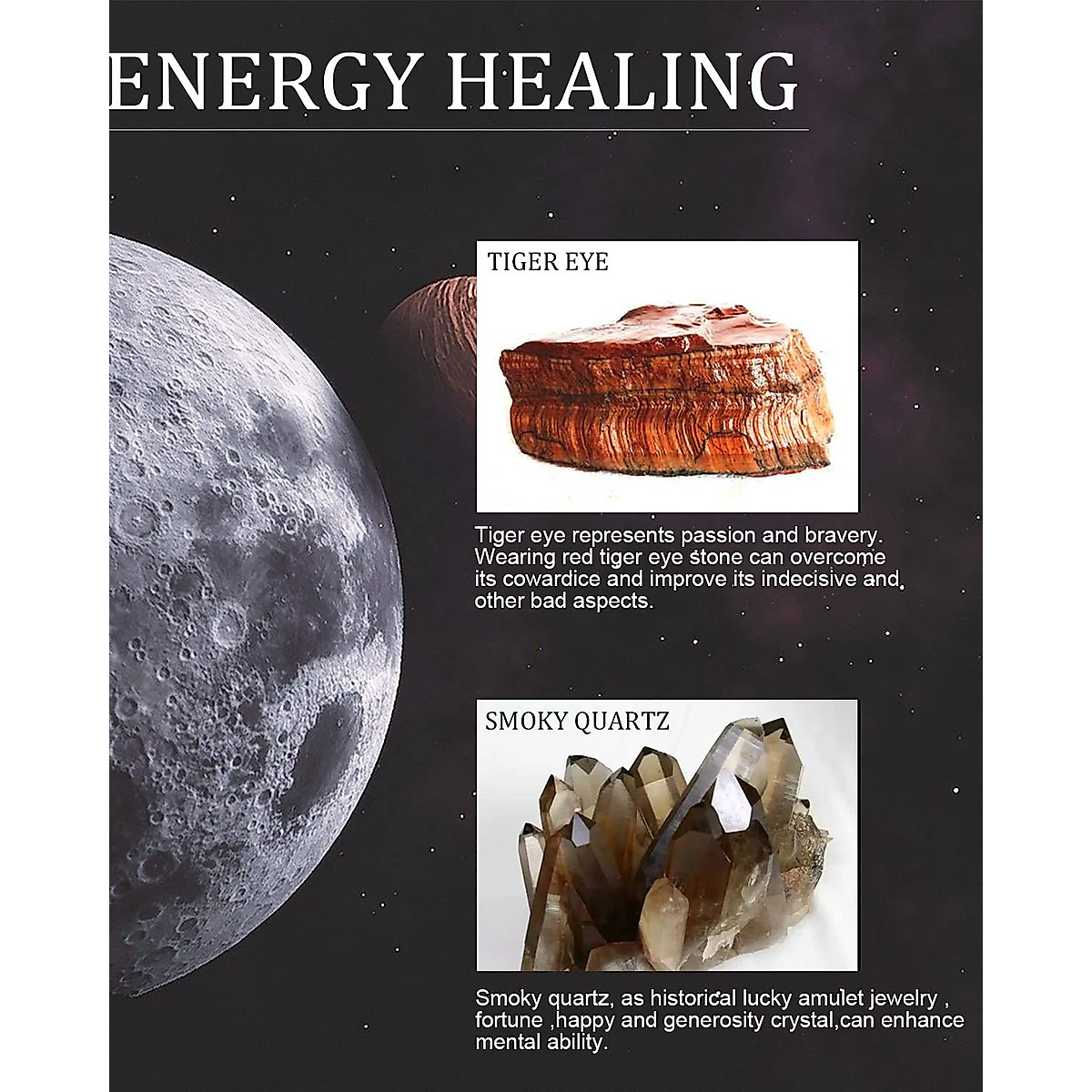 Jewever Natural Smoky Quartz Crystals with Red Tiger Eye Bracelets for Men Women Amulet Energy Healing Bring Wealth Prosperity Lucky Beads Jewelry Gifts Unisex