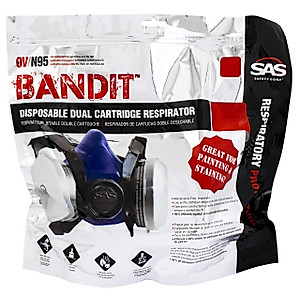 SAS Safety 8661-92 Bandit Half Mask Respirator, Medium, Blue