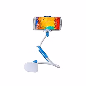 PowerTRC Cell Phone Clip Holder, Gooseneck Clamp Universal Lazy Mount Flexible Long Arm Bracket for 3.5-6.3" Phones Mobile Stand for Bed, Office, Kitchen with Maneuverable Arm