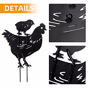 TT & MM Metal Chicken Yard Decor 3 Pcs Rooster Garden Stakes,Chicken Gifts for Women/Men,Hen/Chicks Silhouette Statues for Yard Art,Backyard,Patio,Lawn Ornaments,Outdoor Decor