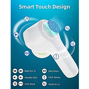 [Pearl White] Bluetooth Earbuds XLeader Pro Smart Touch Wireless Earphones with HiFi Bass USB-C Charging Case Mic 48H Playtime 6 pairs Ear Tips and Pouch Headphones for iPhone Sports Girl Working Gift