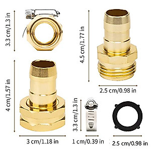 3/4"Aluminium Garden Hose Repair Connector with Stainless Steel Clamps, Male and Female Garden Hose Fittings, Mender End Repair Kit,Water Hose End Mender,Fit for 3/4"Garden Water Hose Fitting 2 Set