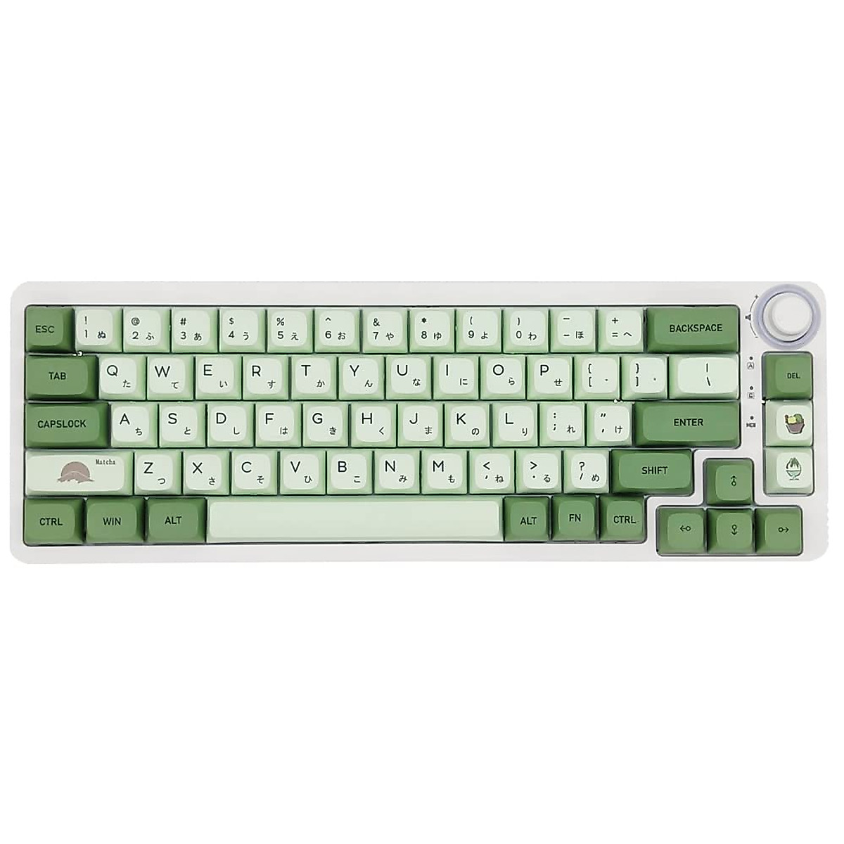 PBT 124 Keys XDA Profile Dye-Sub Matcha Keycaps，ANSI Layout Keycap Suitable for 61/64/87/104/108 Mechanical Gaming Keyboard(Keycaps only)