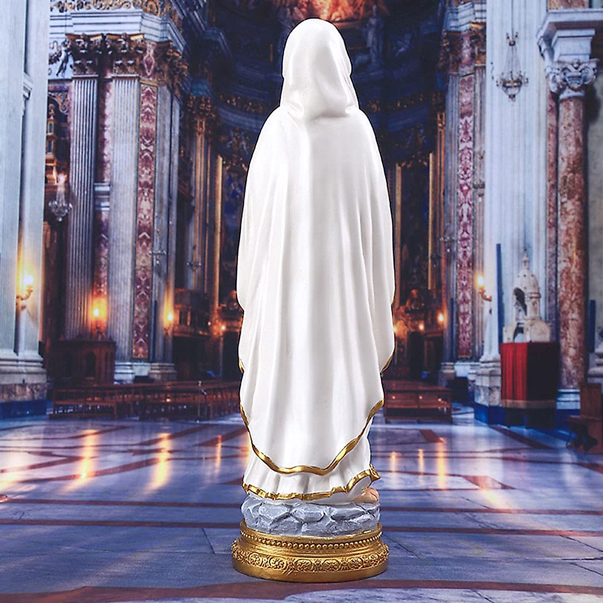 Lourdes Virgin Mary Statue, 12 Inch Catholic Blessed Virgin Mother Mary Statues, Catholic Gift Resin Virgin Mary Figurines, Suitable for Religious and Home Decor, Filling Indoor Space (12 Inch)