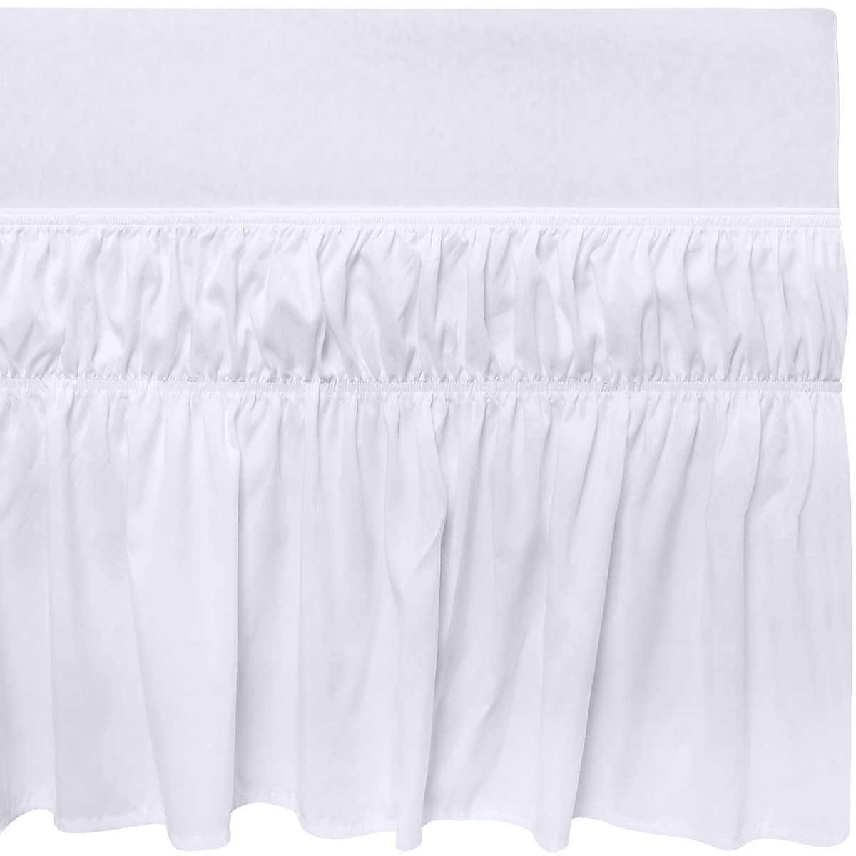 Utopia Bedding Full Elastic Bed Ruffle - Easy Wrap Around Ruffle - Microfiber Bed Skirt with Adjustable Elastic Belt 16 Inch Tailored Drop - Hotel Quality Bedskirt, Fade Resistant (Full, White)