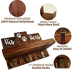 AUCANNIO Key Holder for Wall Decorative - Wall Mounted Mail Holder and Key Rack by Handmade, Farmhouse Style Key Hooks for Home Entryway Decor