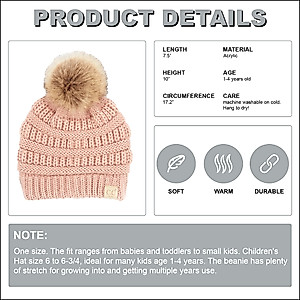 Funky Junque Kids Pom Beanie - Indi Pink (Faux Fur pom)