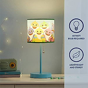 Idea Nuova Baby Shark Stick Table Kids Lamp with Pull Chain,Metal, Themed Printed Decorative Shade