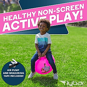 Flybar Hopper Ball for Kids - Bouncy Ball with Handle, Durable Bouncy Balls, Kangaroo Ball, Exercise Ball, Indoor and Outdoor Toy, Pump Included, Toddler Toys for Boys and Girls, Ages 3 and Up (Prn M)