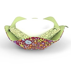 Mepple Microwave Bowl Cozy, Hot Soup Bowl Holders, Multipurpose Potholders for Hot & Cold Foods, Bowl-shaped Containers, Essential Kitchen Utensils Gadgets, Set of 2, Red and Green