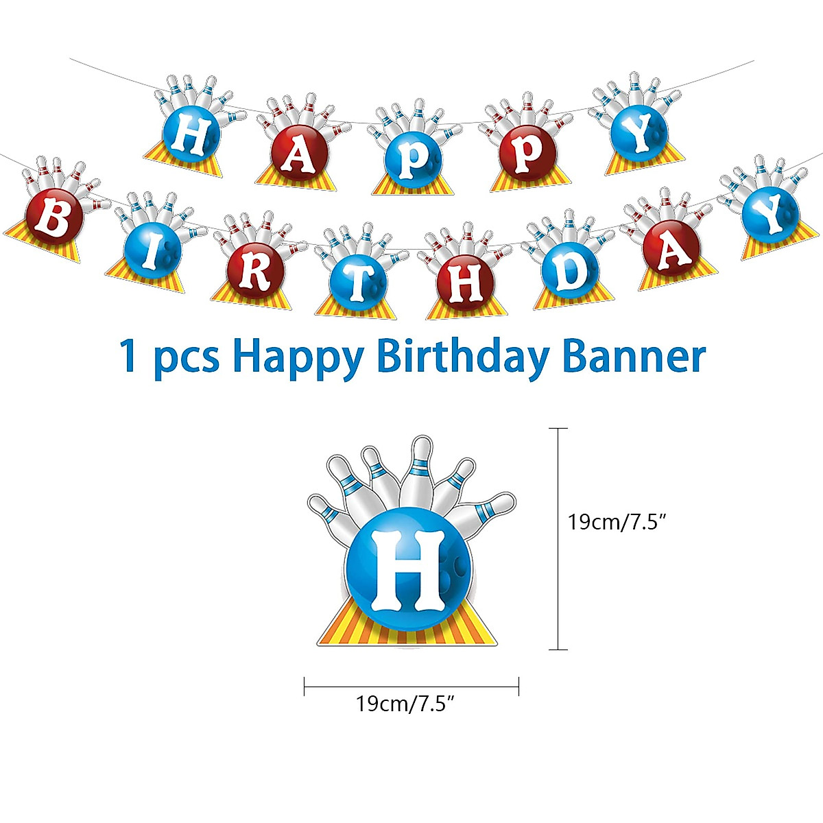 Bowling Theme Party Supplies Set Including Bowling Happy Birthday Banner, Bowling Cake & Cupcake Toppers, Bowling Balloons, Bowling Party Decorations for Kids Adults Teens