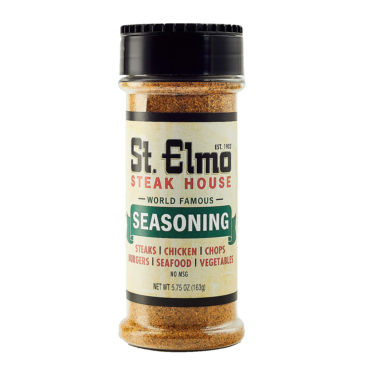 St Elmo Steak House Seasoning, Flavorful Rub for Steaks, Burgers, Chicken, Seafood, and More - 5.7 OZ