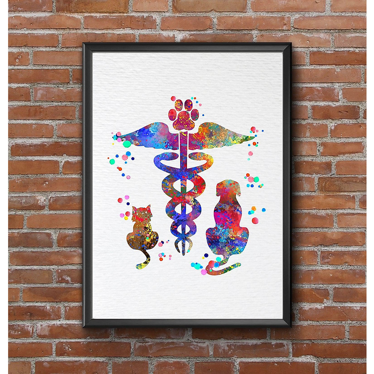 Dignovel Studios 8X10 Unframed Veterinary Caduceus Animal Clinic Pet Watercolor Art Print Poster Housewarming Wall Art Giclee Office Home Decor DN539