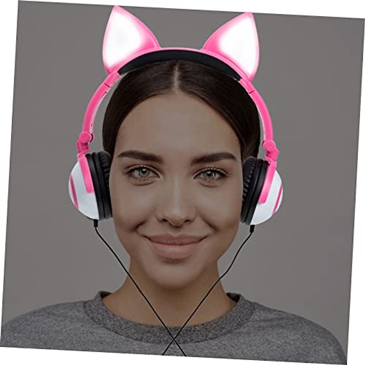 Vaguelly Glowing Headphones Over Ear Headphones On Ear Audio Headphones Wired Gaming Headset Glowing Earphone Earbuds Wired Lighting Headset Ears Earphones Shine PVC Fitness Microphone