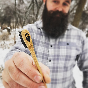 Sapling Mustache Brush & Comb (2-pack) from Green Beard Grmng - Boar Bristle & Bamboo