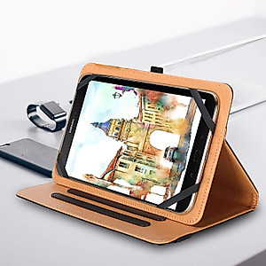 ProCase 7"-8" Inch Universal Tablet Case, Protective Cover Leather Folio Case for 7 8 Inch Android Touchscreen Tablet, with 360 Degree Rotatable Kickstand and Multiple Viewing Angles -Black