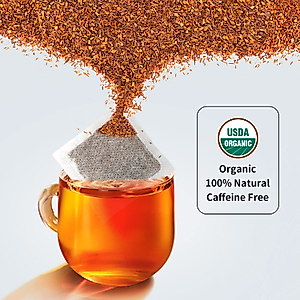 Soeos Rooibos Tea, Rooibos Tea Organic, Rooibos Tea Bags (100 Count), Naturally Sweet Herbal Tea, Caffeine Free, USDA Organic, Red Rooibos Tea Farmed in South Africa 9oz (250g),100 Count (Pack of 1)