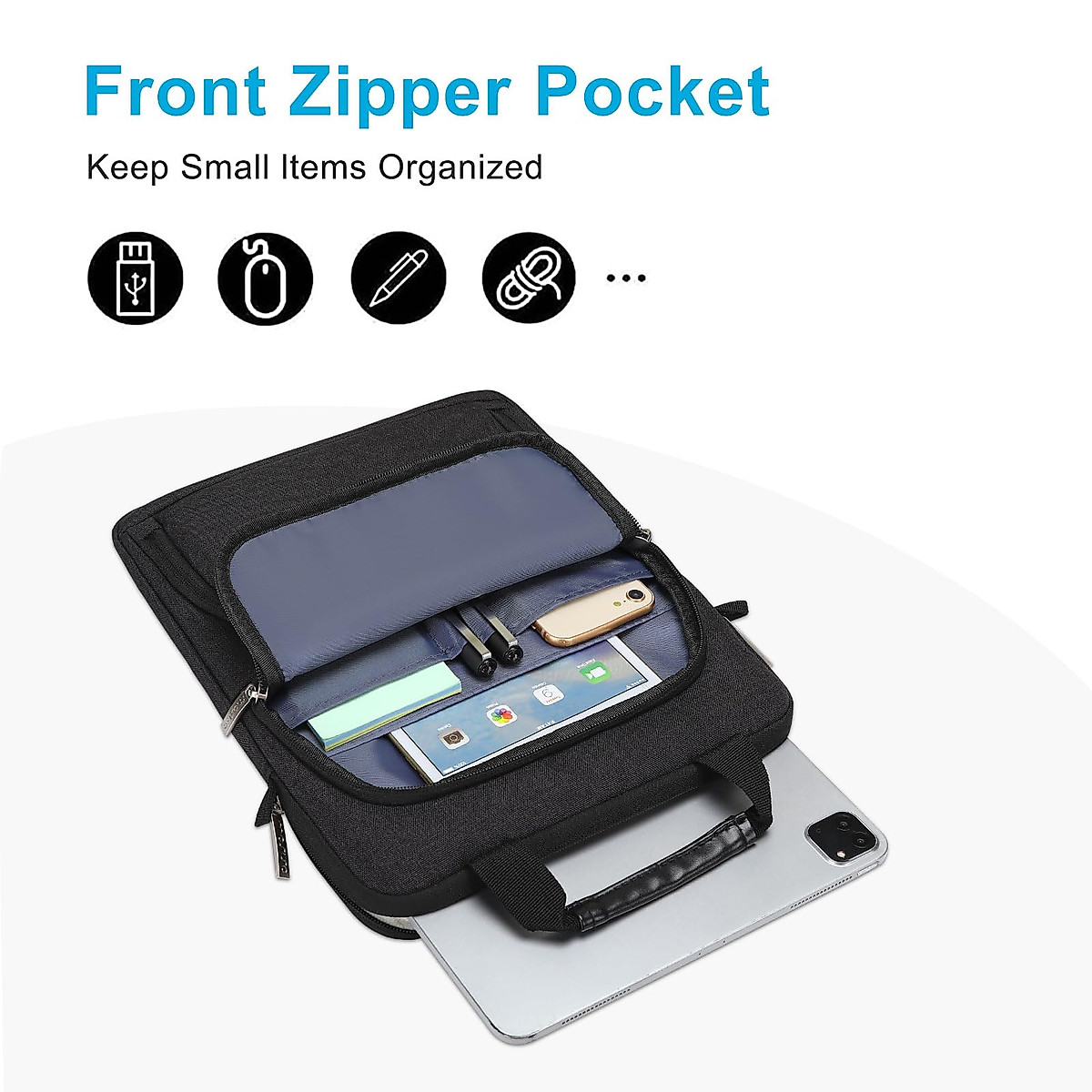 MOSISO 360 Protective Vertical Tablet Shoulder Bag Compatible with iPad Pro 12.9 inch M2 & M1 (6th/5th/4th/3rd Gen) 2022-2018,Surface Pro 12.3 inch X/7/6/5/4/3/2/1 with 2 Curved Pockets, Black