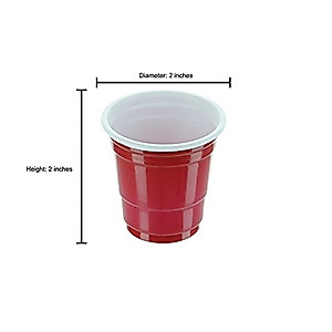 PARTY BARGAINS 2oz Plastic Shot Glasses - (120 Pack) Mini Red Disposable Plastic Shot Cups, Jello Shots, Perfect Size for Serving Condiments, Snacks, Samples and Tastings