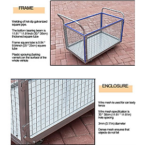 BaiYouMei Platform Truck Cart with Cage,4in1 Foldable Hand Truck Flat Cart 39"x24" Heavy Duty Push Cart Dolly, Load 1000lbs Large Flatbed Hand Truck Cart for Grocery, Laundry, Shelving, Storage