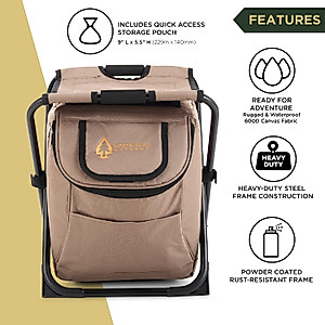ARROWHEAD OUTDOOR Multi-Function 3-in-1 Compact Camp Chair: Backpack, Stool & Insulated Cooler, w/External Pockets & Storage Bag, Lightweight, Large Backpack, Fishing, Hiking, Heavy-Duty, USA-Based