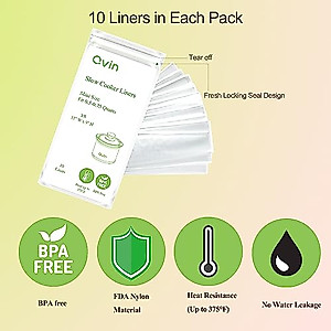 Qvin Slow Cooker Liners, Disposal Plastic Bags, Compatible with 16 0z Mini Crockpot, Qvin 0.65Qt Slow Cooker, 20 OZ Crock-pot Luch Box Food Warmer, Betty 0.7Qt Crocker,Fit 0.5 to 0.75Quart, 1 Pack (10 Liners)