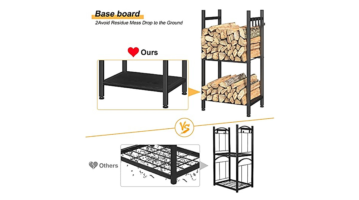 NANANARDOSO Firewood Rack Holder - Durable Wood & Kindling Storage