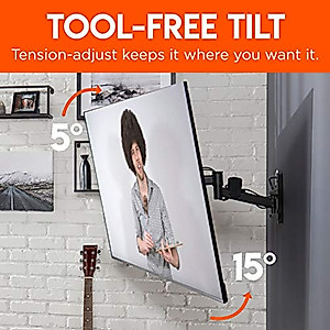 ECHOGEAR Swivel Full Motion TV Wall Mount for TVs Up to 60" - Smooth Extention, Tilt - Wall Template for Easy Install On 1 Stud - After Install Level & Hide Cables with Built-in Cable Management