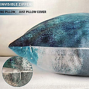 Alricc Set of 2 Turquoise and Grey Art Artwork Contemporary Decorative Gray Home Decorative Throw Pillow Covers Cushion Covers for Bedroom Sofa Living Room 18X18 Inches