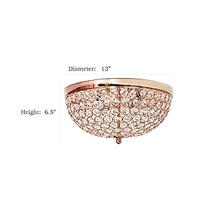 Elegant Designs FM1000-RGD 2 Light Elipse Crystal Flush Mount Ceiling Light, Rose Gold