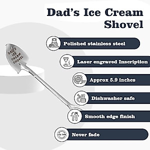 Gifts for Dad Stocking Stuffers for men dad father gifts Men Ice Cream Spoon Scoop for Ice Cream Lovers, Christmas Gifts for men Funny Engraved Stainless Steel Spoon Shovel, Birthday Fathers Gifts