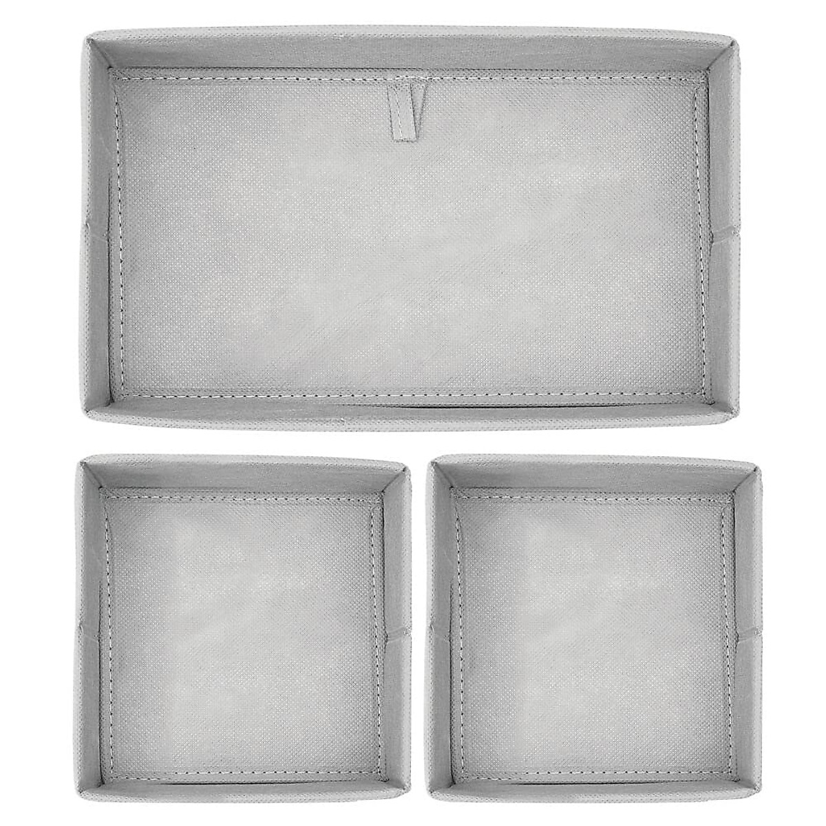 mDesign Fabric 3-Piece Divider Drawer Organizer Bin, Nursery Dresser, Closet, Changing Table Organization, Hold Clothes, Toys, Diaper, Bib, Blanket, Lido Collection, 2 Pack, Gray/White Polka Dot