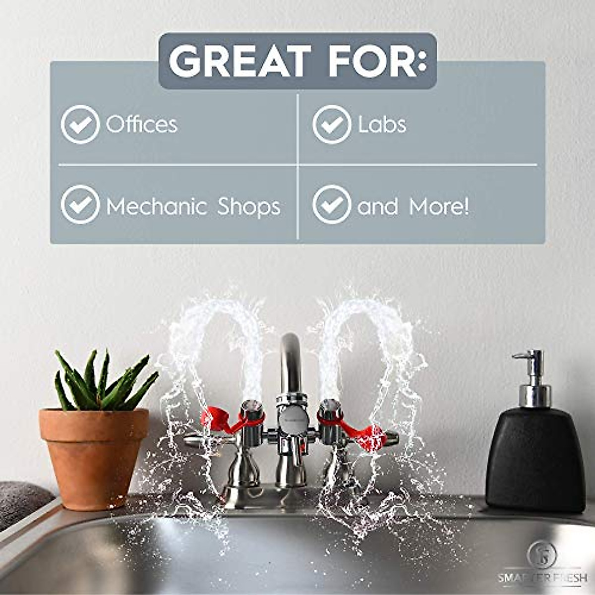 SmarterFresh Faucet Mounted Eyewash Station – Reliable First AID Emergency Eye Wash Unit for Sink Attachment – High Quality Sink Mount Eye Flush Shower for Eyes and Skin