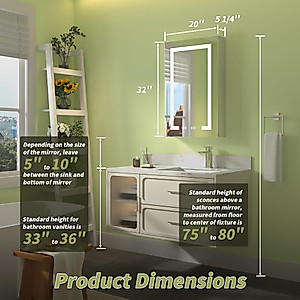 ES-DIY Lighted Medicine Cabinet 20 x 32 Inch, Recessed or Surface led Medicine Cabinet, Clock, Room Temp Display,Defog,Night Light,Stepless Dimming,3000K-6400K, Outlets & USBs,Hinge on The Right