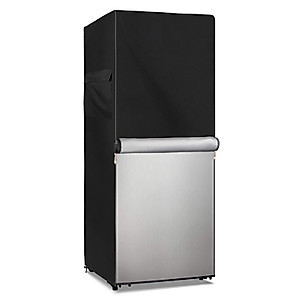 Dalema Outdoor Refrigerator Cover,600D Heavy Duty 100% Waterproof Upright Freezer Cover,Outside Stand Up Fridge Covers.Front Can Be Rolled-Up by Zippers.(Black,24" W x 30" D x 67" H)