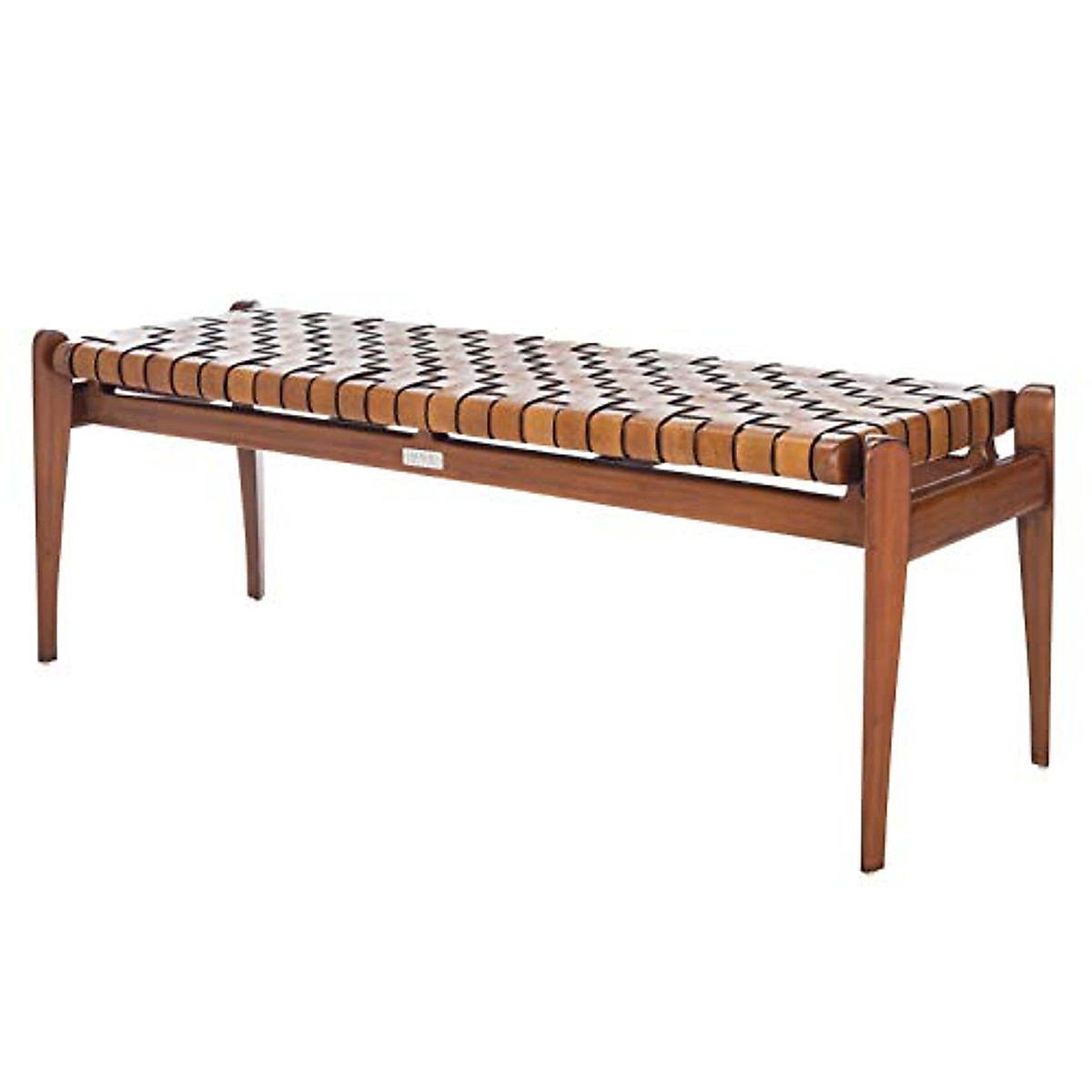 Safavieh Couture Home Dilan 47-inch Brown and Light Brown Leather Weave Bench