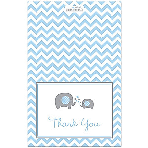 MyExpression.com 50 Cnt Grey Blue Chevron Elephant Baby Shower Thank You Cards