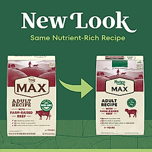 NUTRO MAX Adult Recipe Dry Dog Food With Farm Raised Beef, 25 LB Bag