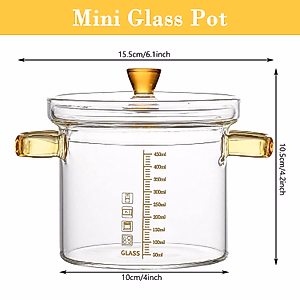 0.45L/15.8oz Mini Glass Saucepan with Cover, Saucepans Glass Pot Casserole, Heat-resistant Glass Cooking Pot Covered Saucepan with Lid Cookware Stockpots for Cooking, Baking, Serving,