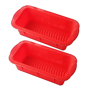 TOPOLMOLD 2 Pieces Silicone Bread Loaf Pan Cake Mold Nonstick Silicone Homemade Loaf Holiday Baking Pan for Homemade Cake, Break, Meatloaf, Quiche (8.25 x 4 inch)