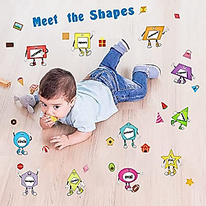 IARTTOP Colorful Shapes Wall Stickers, Educational Learning Geometry Wall Decals, Removable Wall Stickers for Kids Bedroom Preschool Kids Playroom Nursery Wall Decor Toddler Classroom Decoration