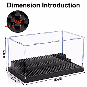 Minifigure Display Case for Action Figures Blocks, Clear Dustproof Acrylic Display Box Storage with 3 Movable Steps Gifts for Children,Black…